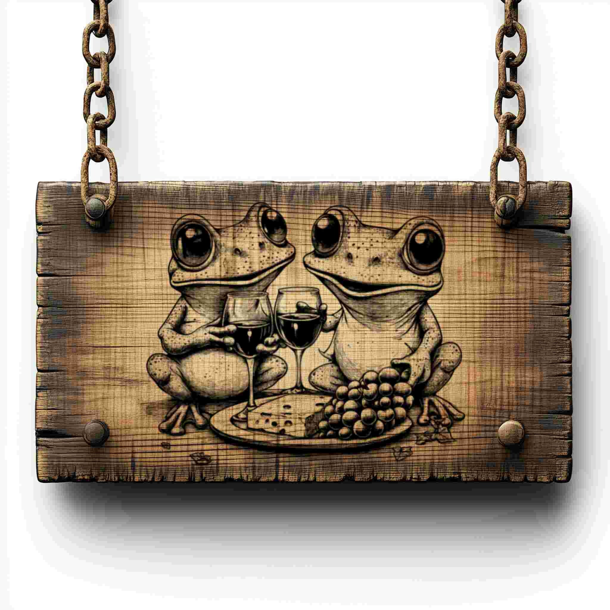Bundle 4 Frog With Wine and Cheese, Vector for Design on Wood, T-shirts ...