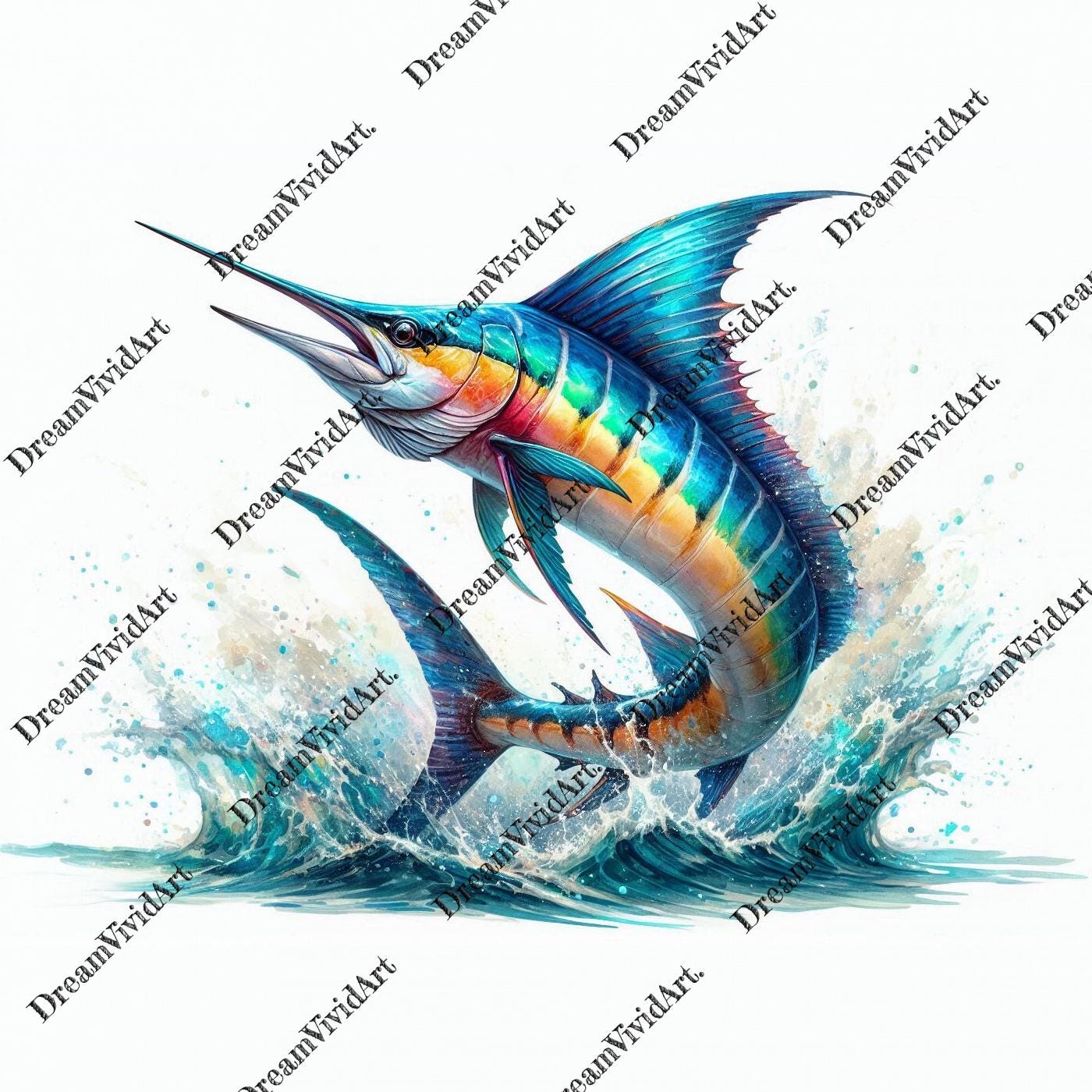 6 Marlin Fish Clipart, Marlin Fish Clipart PNG, Fishing, Digital ...