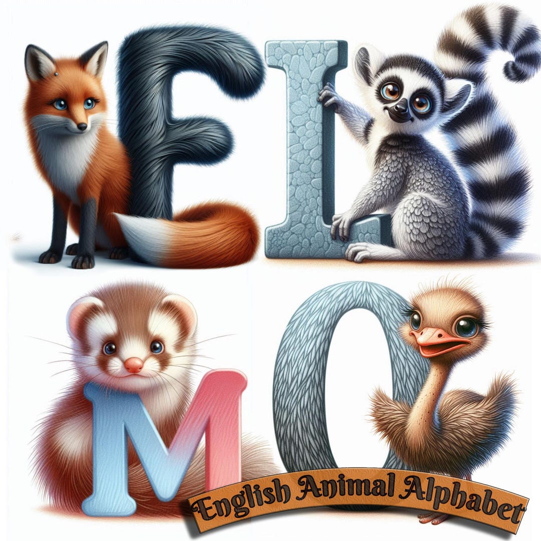 26 English Animal Alphabet Cards - A-Z Letters, Printable Abcs ...