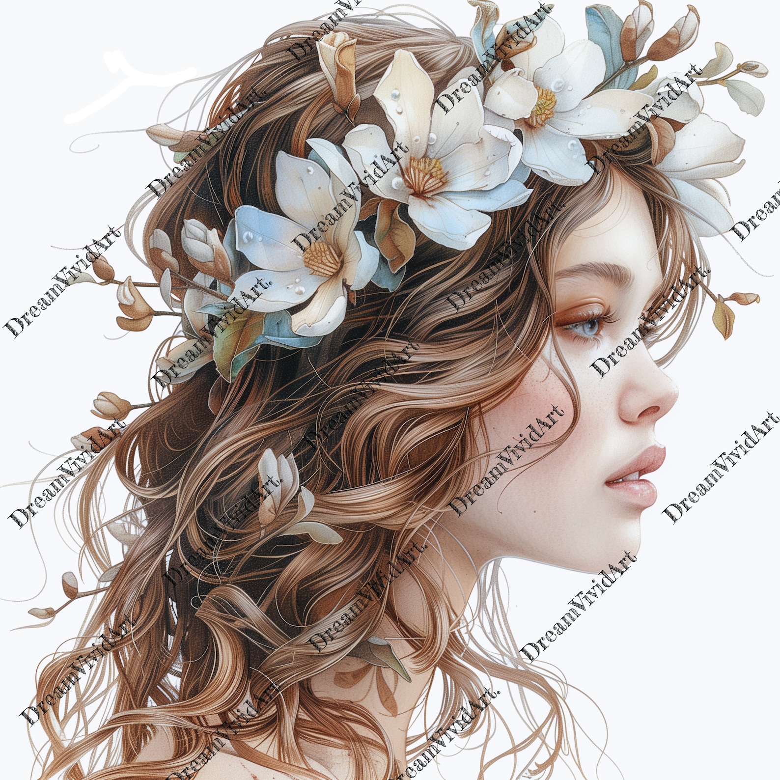 6 Magnolia Women Clipart, Watercolor Magnolia Women, High Quality PNG ...