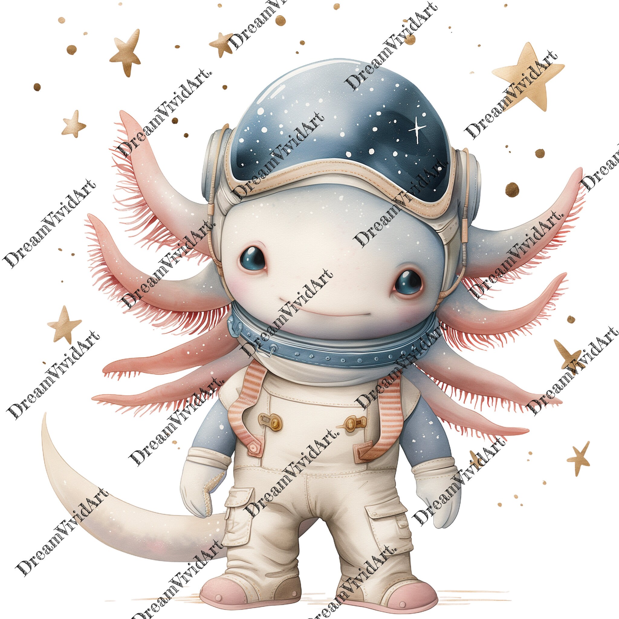 6 Axolotl Clipart, Cute Axolotl PNG, Axolotl in Space Water Lilies ...