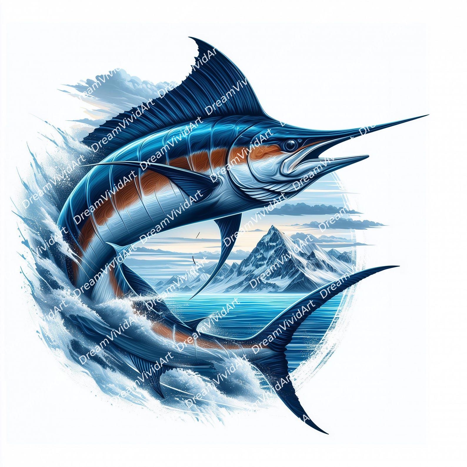 6 Marlin Fish Clipart, Marlin Fish Clipart PNG, Fishing, Digital ...