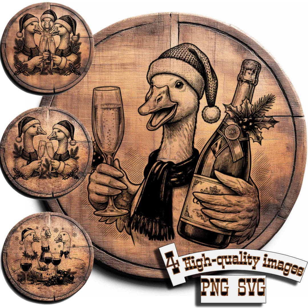Bundle 4 Christmas Goose, Vector for Design on Wood, T-shirts, Slate ...
