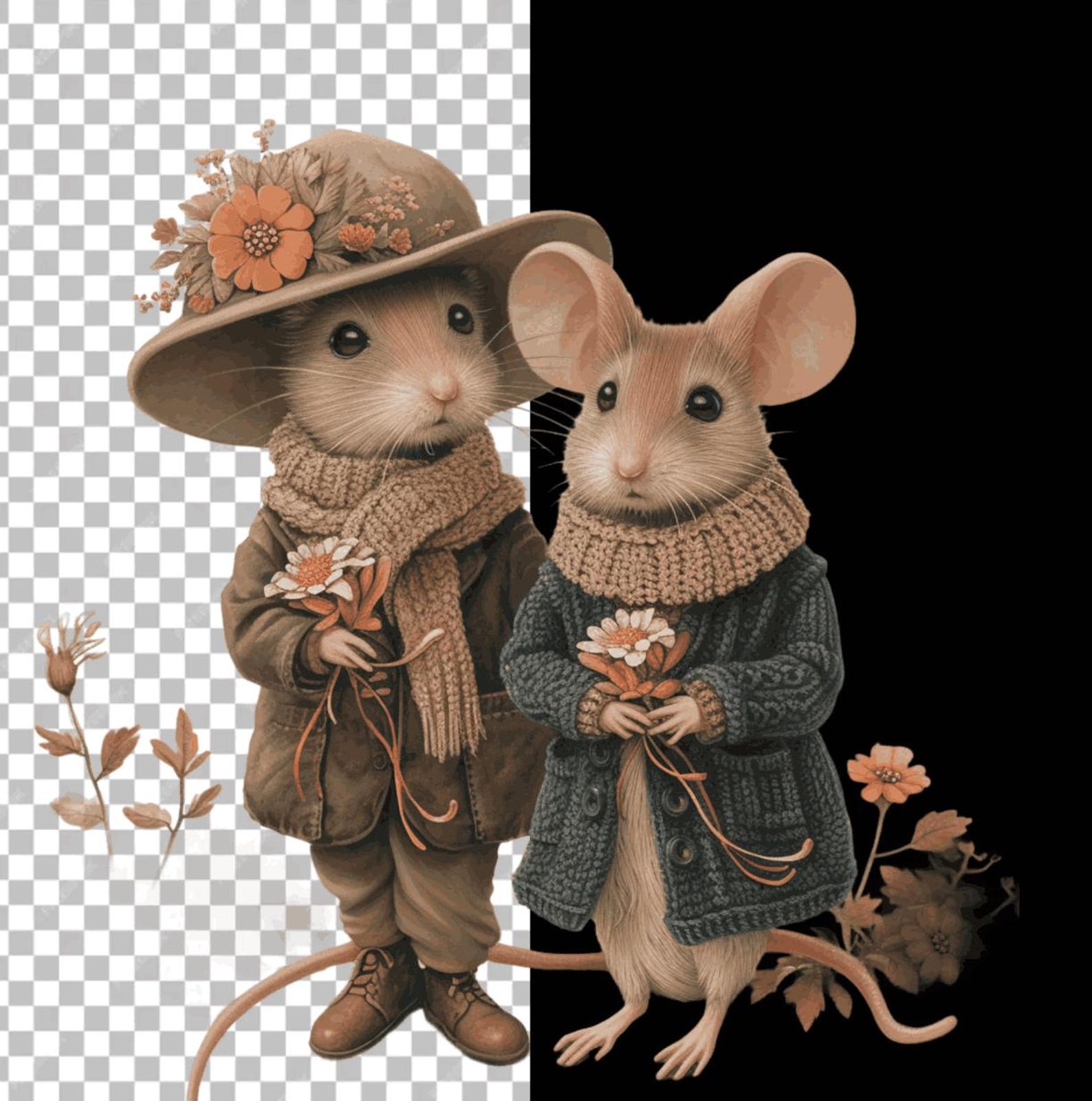12 Mice Clipart Watercolor, Lovely Valentines Day, Mouse Couple ...