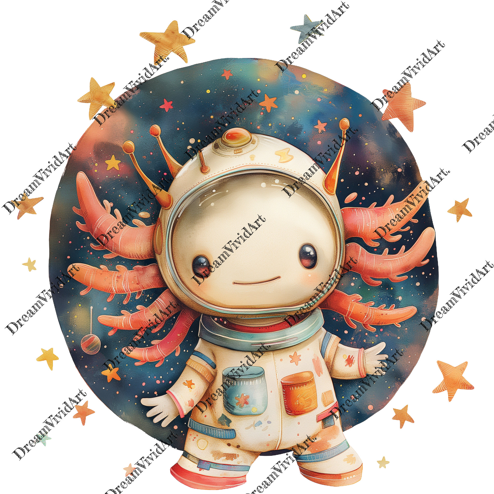 6 Axolotl Clipart, Cute Axolotl PNG, Axolotl in Space Water Lilies ...
