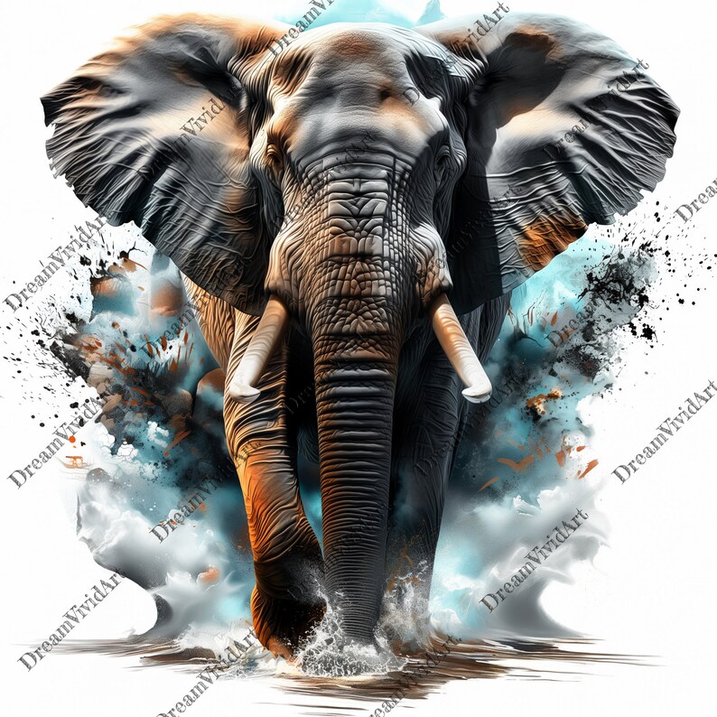 6 Grand Elephants, Elephants Clipart PNG, Digital Graphic, Instant ...