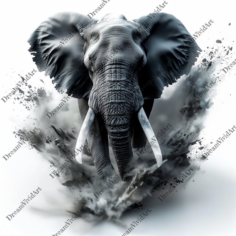 6 Grand Elephants, Elephants Clipart PNG, Digital Graphic, Instant ...