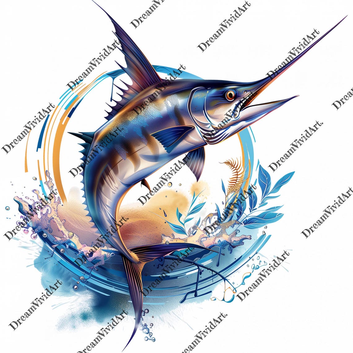 6 Marlin Fish Clipart, Marlin Fish Clipart PNG, Fishing, Digital ...