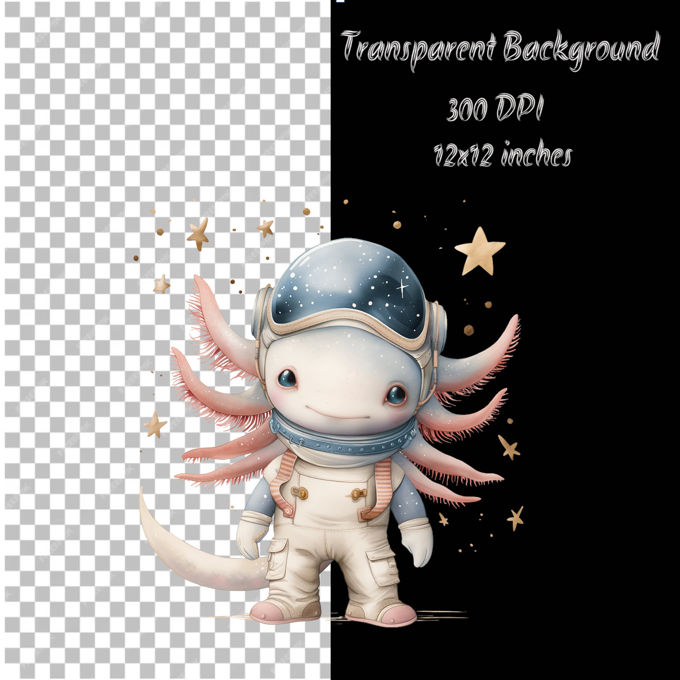 6 Axolotl Clipart, Cute Axolotl PNG, Axolotl in Space Water Lilies ...