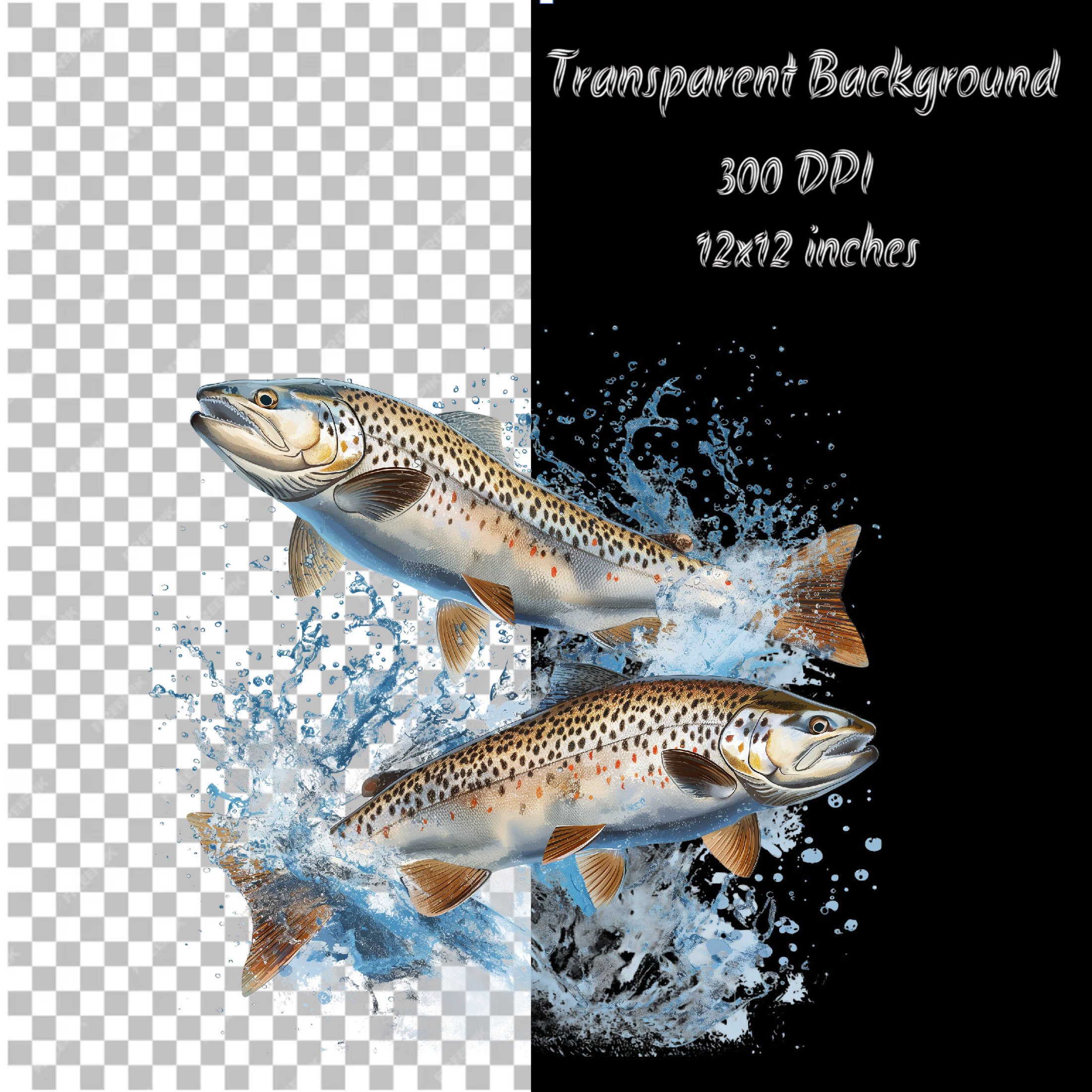 6 Trout Fish Clipart, Trout Fish Clipart PNG, Fishing, Digital Graphic ...