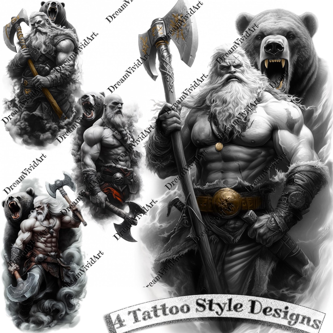Berserk and Bear Tattoo Design, Digital Clipart,berserk and Bear Clip Art, Tattoo Clipart ...