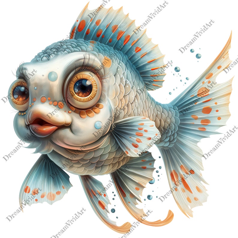 6 Fancy Fish Clipart, Fancy Fish PNG, Digital Graphic, Instant Download ...