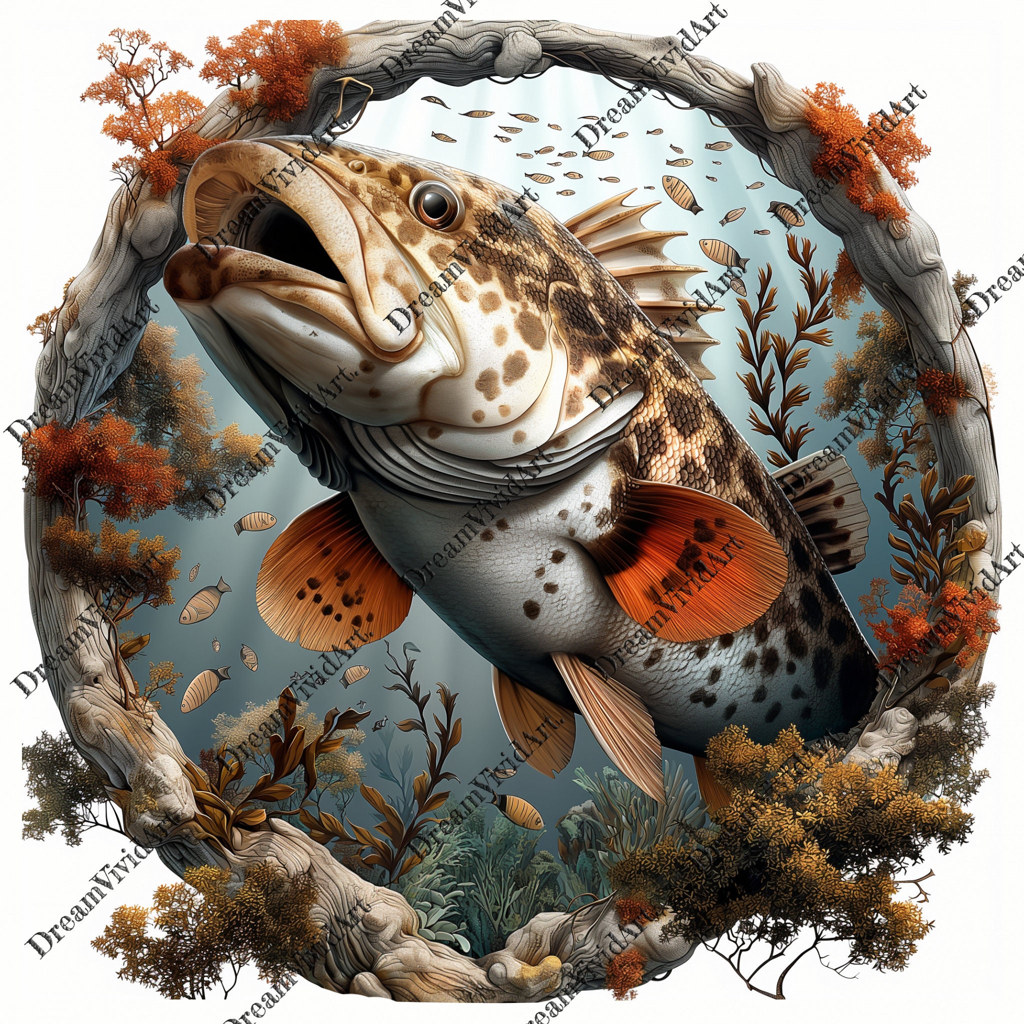 6 Grouper Fish Clipart, Grouper Fish Clipart PNG, Fishing, Digital ...