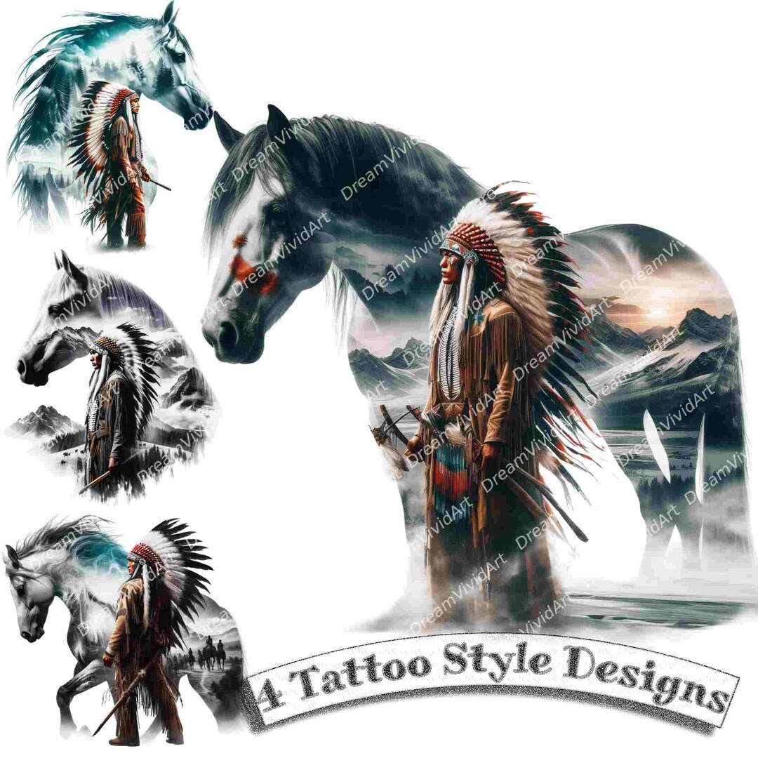 Native American Tattoo Design, Digital Clipart, American Indian Warrior ...