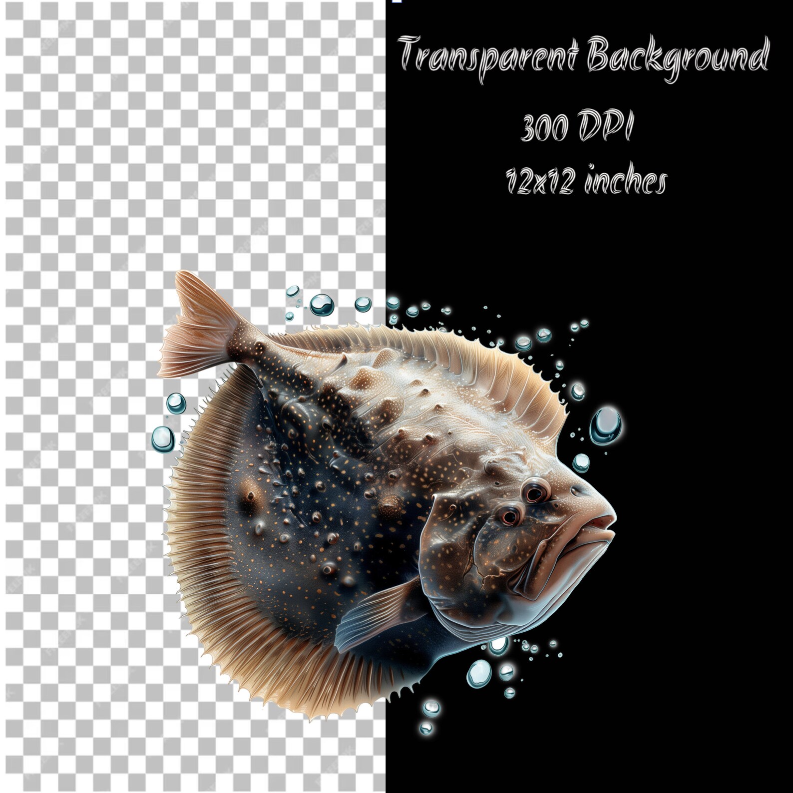 6 Flounder Fish Clipart, Flounder Clipart PNG, Fishing, Digital Graphic ...