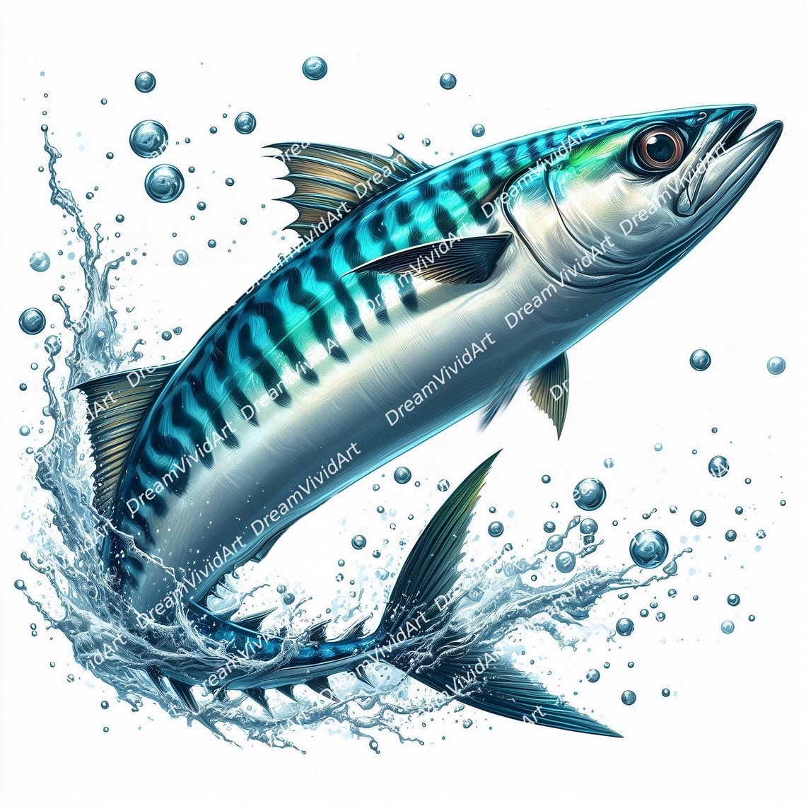6 Mackerel Fish Clipart, Mackerel Clipart PNG, Fishing, Digital Graphic ...