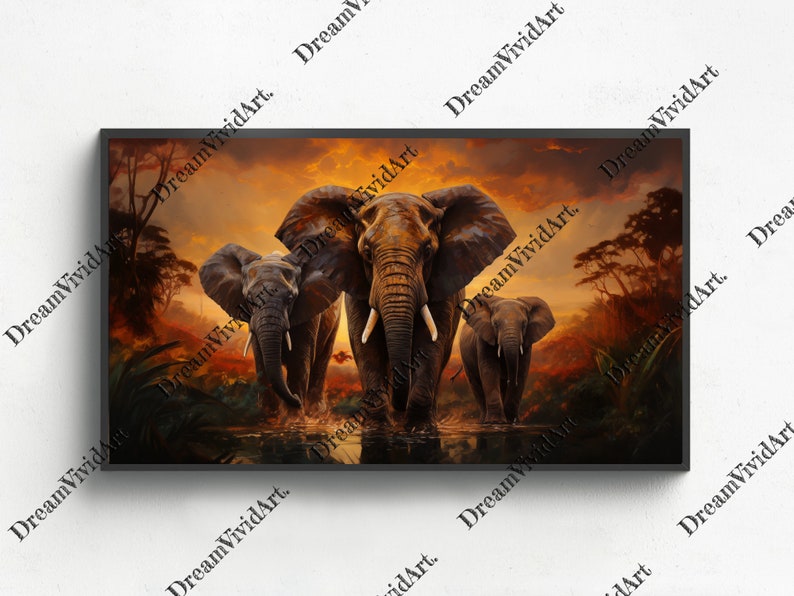 African Elephants Digital Art for Samsung Frame TV - Modern Wildlife ...