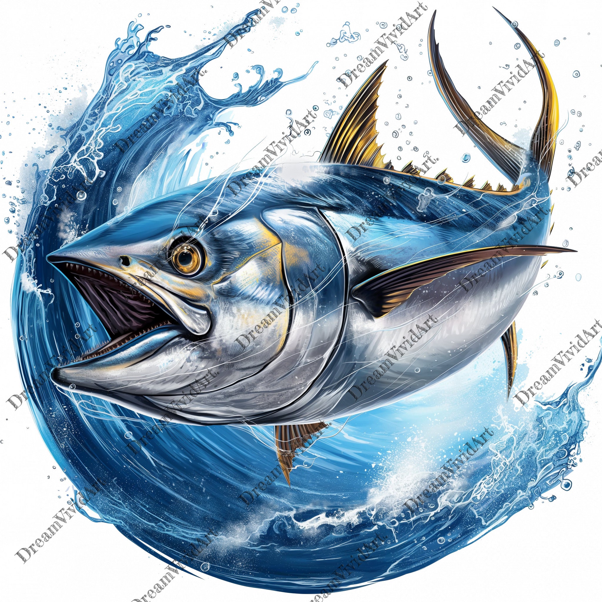 6 Tuna Fish Clipart, Tuna Clipart PNG, Fishing, Digital Graphic ...
