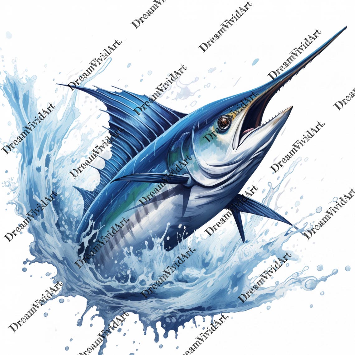 6 Marlin Fish Clipart, Marlin Fish Clipart PNG, Fishing, Digital ...