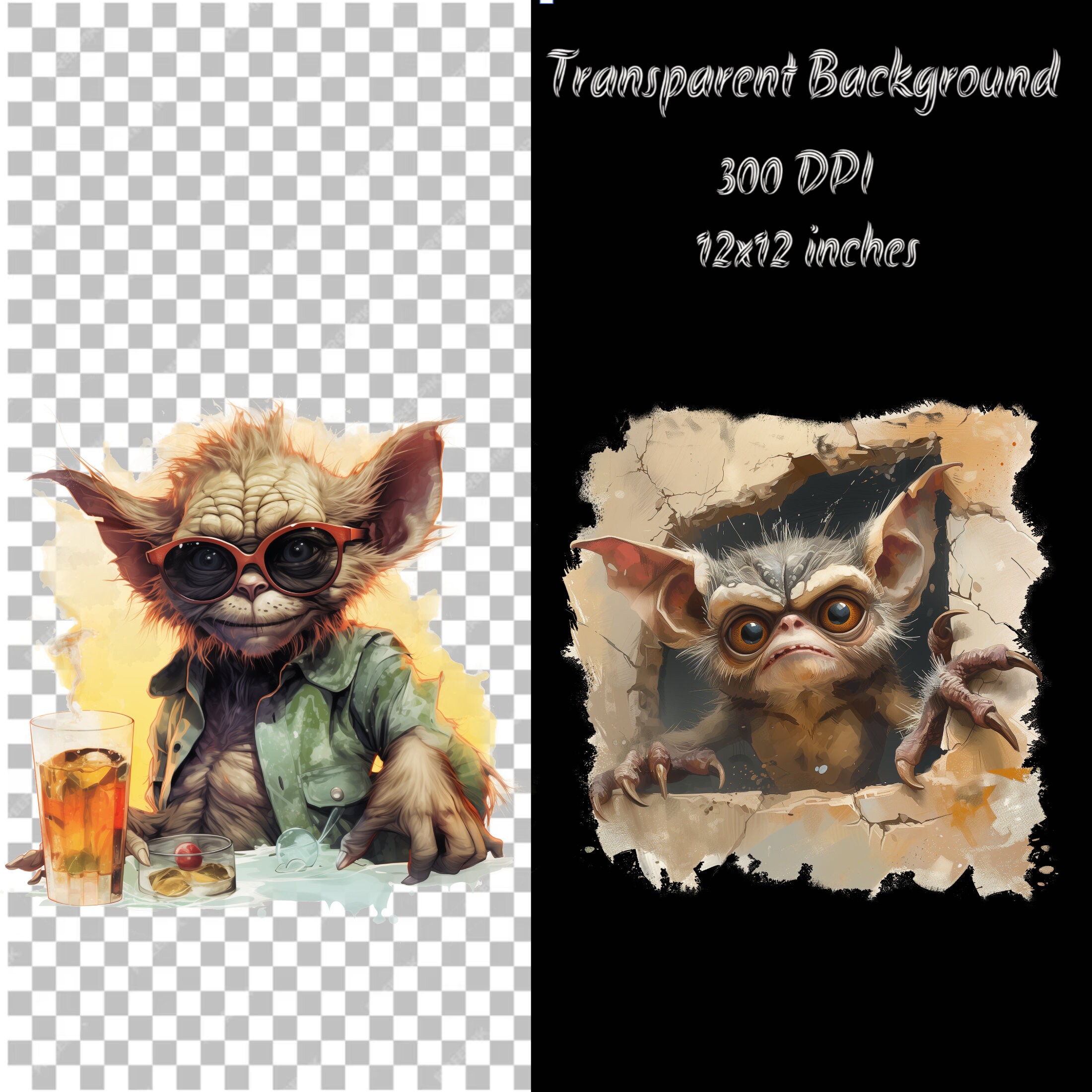 6 Gremlins Clipart, Mugwai Clipart, Gremlin Png, Gizmo Print Cut Cricut ...