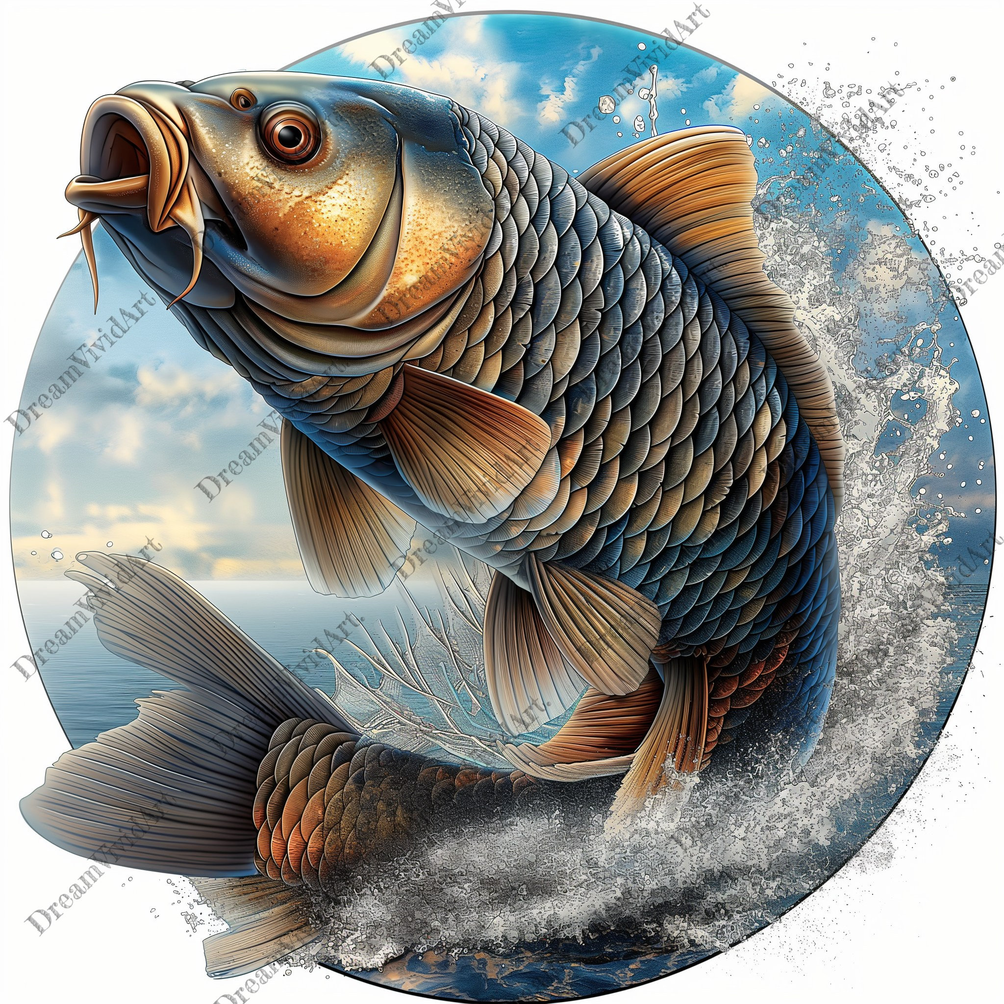 6 Carp Fish Clipart, Carp Clipart PNG, Fishing, Digital Graphic ...