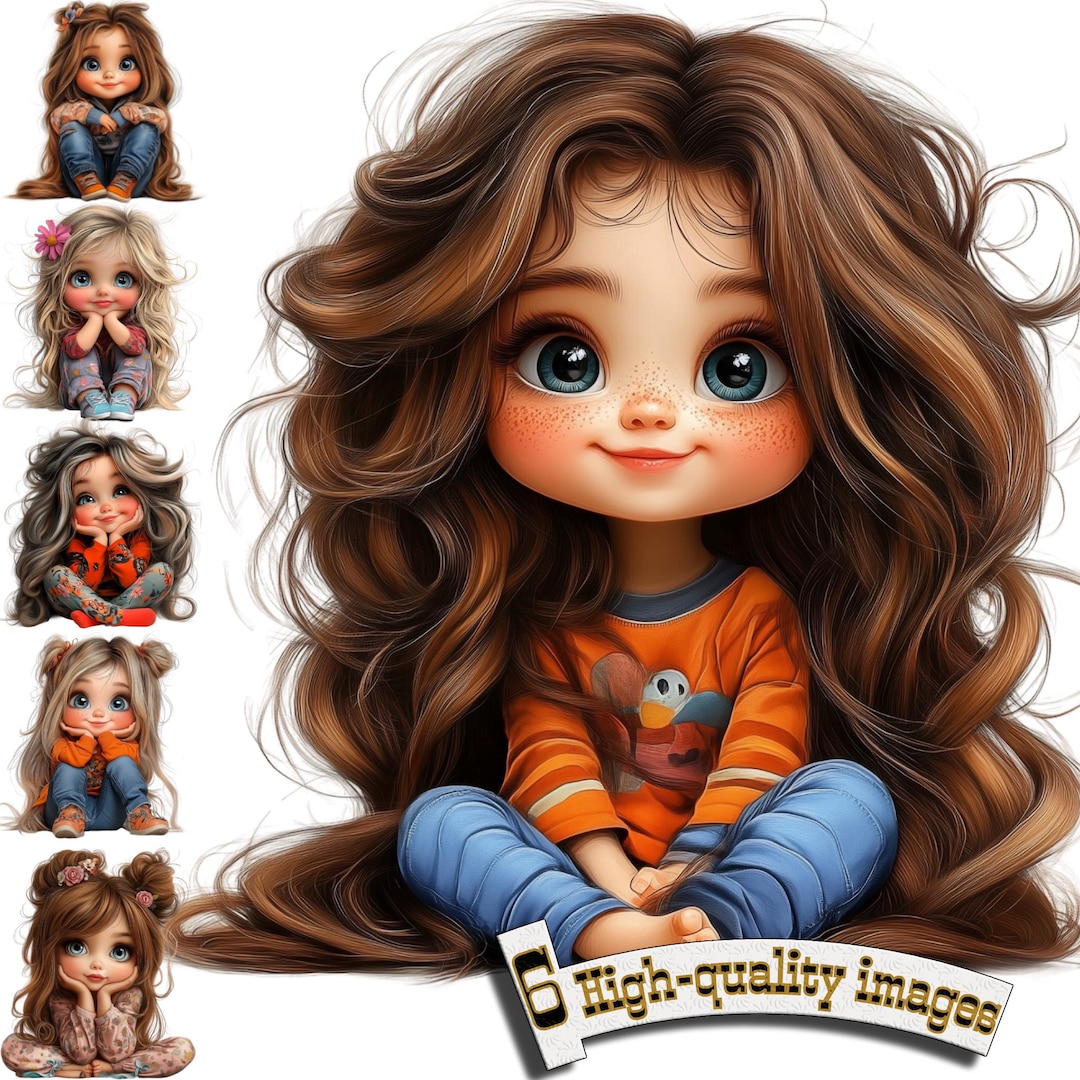 6 Cute Girls Clipart, Cute Girls PNG, Girls Printable, Cute Watercolor ...