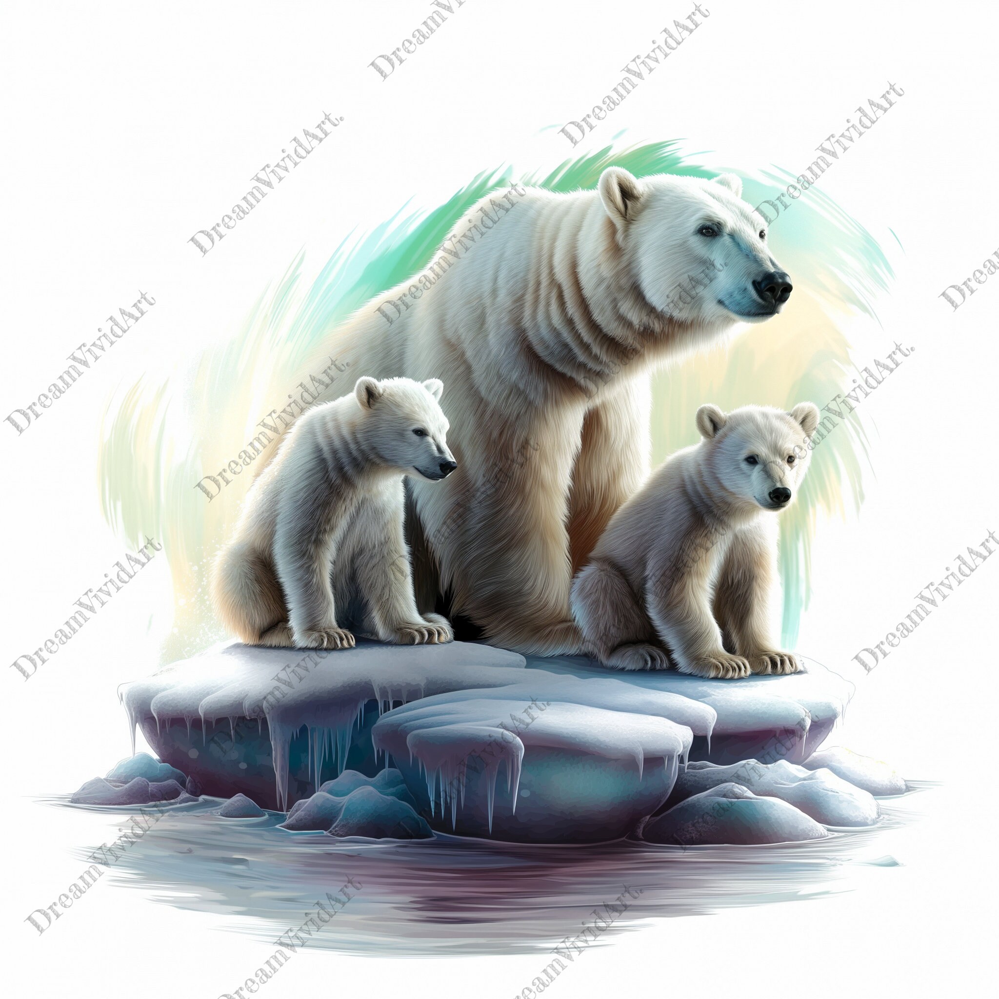 6 Polar Bear Digital Clipart PNG: Airbrushed White Arctic Animal ...