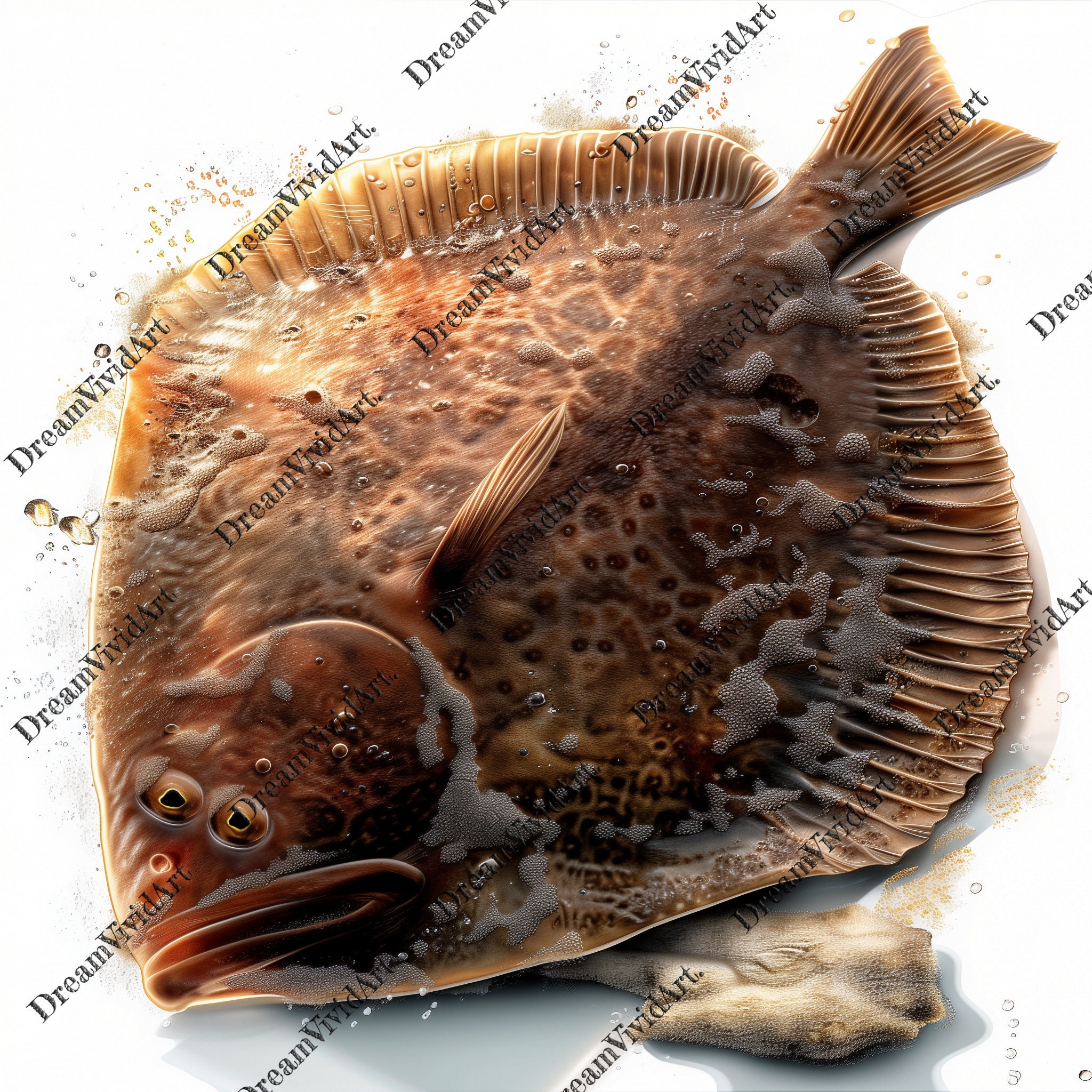 6 Flounder Fish Clipart, Flounder Clipart PNG, Fishing, Digital Graphic ...