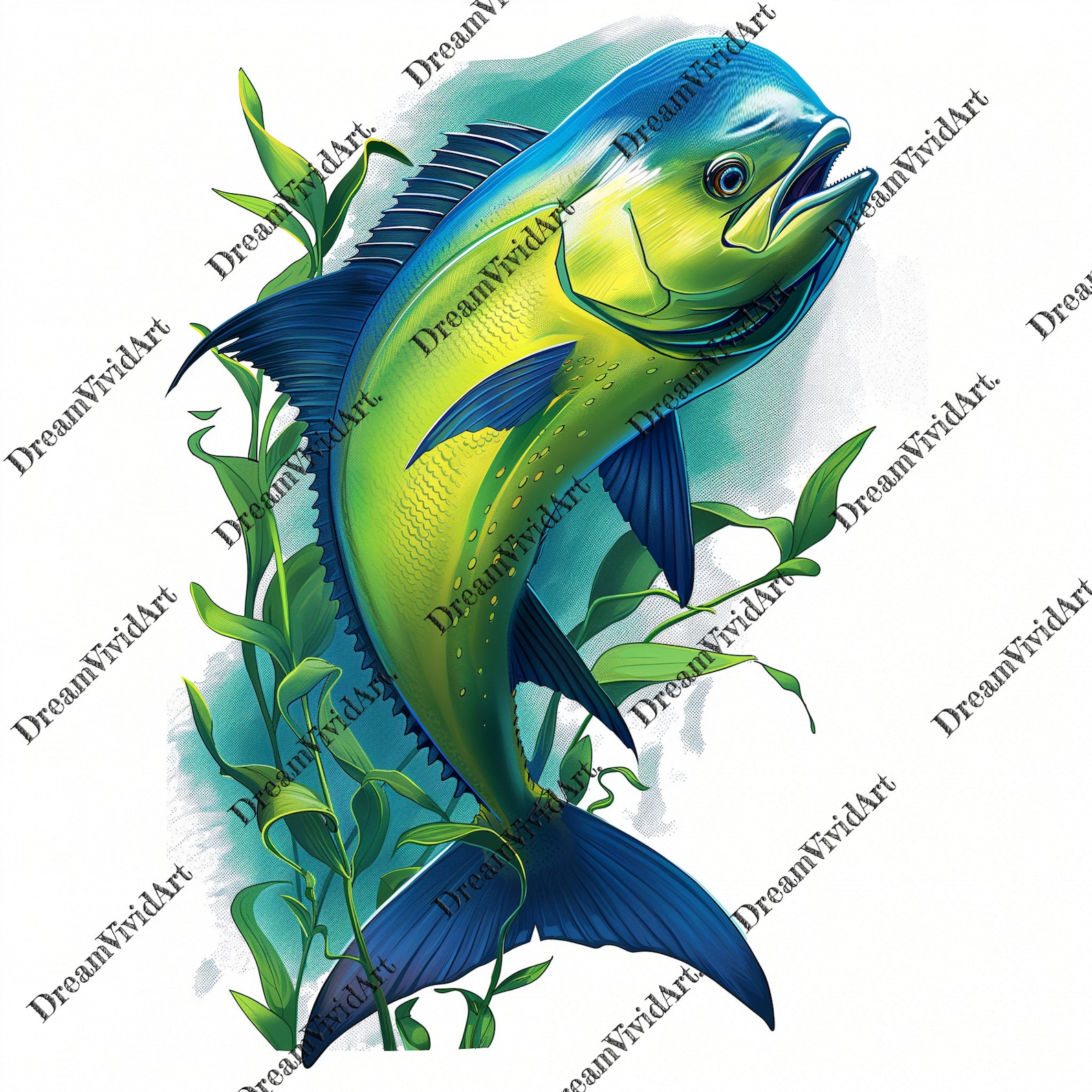 6 Mahi Mahi Fish Clipart, Mahi Mahi Clipart PNG, Fishing, Digital ...