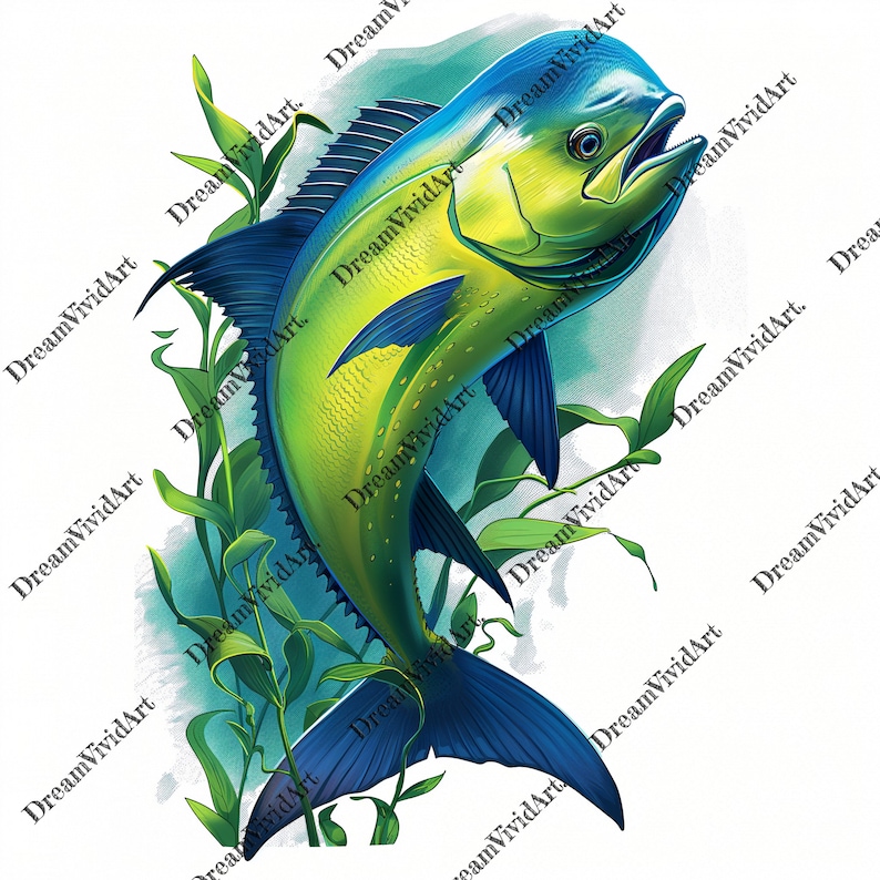 6 Mahi Mahi Fish Clipart, Mahi Mahi Clipart PNG, Fishing, Digital ...