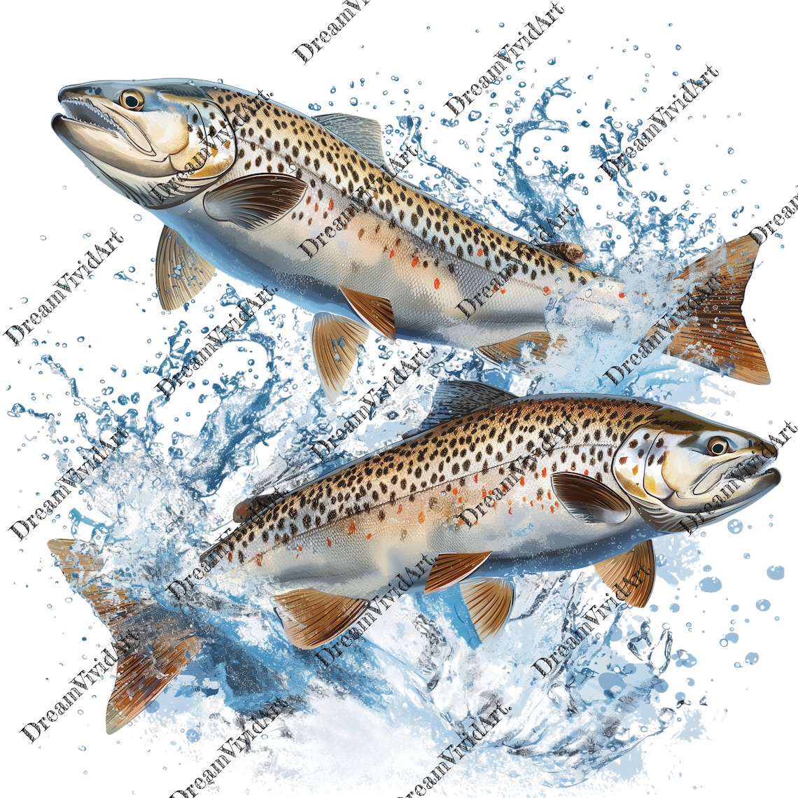 6 Trout Fish Clipart, Trout Fish Clipart PNG, Fishing, Digital Graphic ...