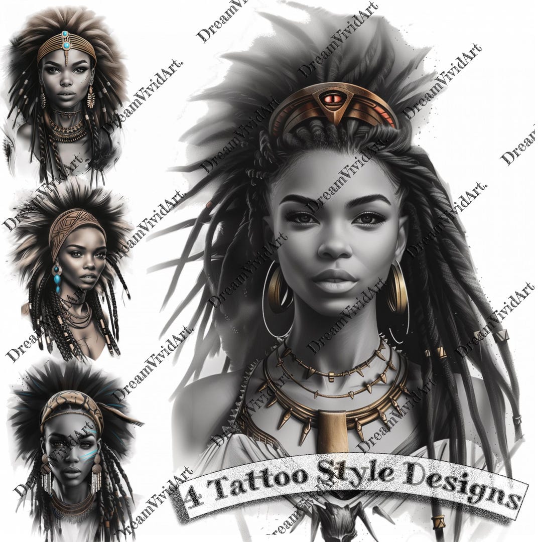 African Girl Tattoo Design, Digital Clipart, African Girl Clip Art ...