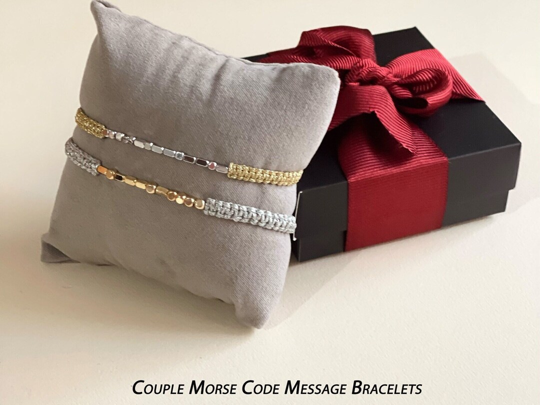Hidden Message Couples Bracelet Set Morse Code Name Bracelet Initial ...