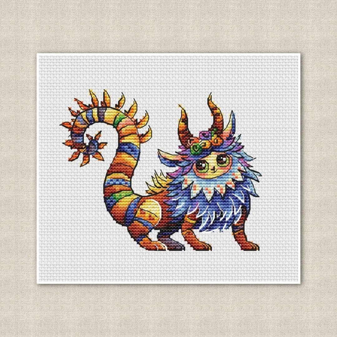 Rainbow Monster Cross Stitch Pattern: Funny Fairy Tale Creature From ...
