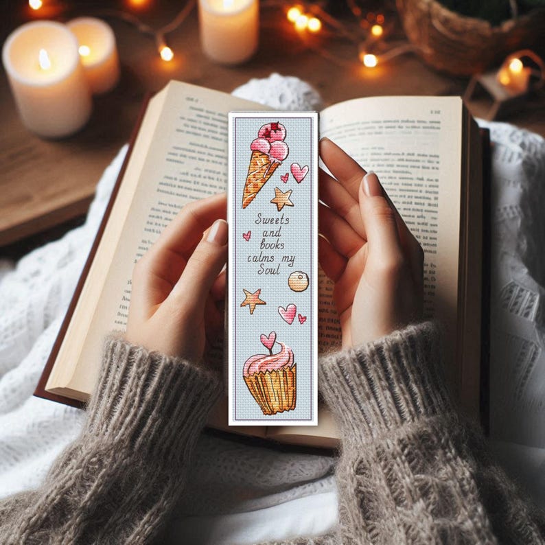 Candy Sweets Bookmarks Cross Stitch Pattern: Pink Sampler (digital ...