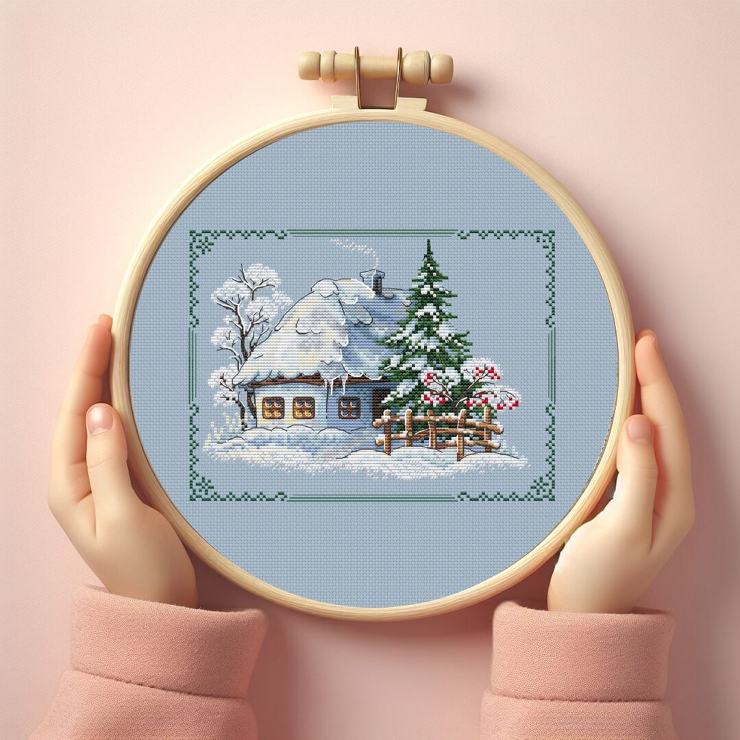 Winter Hut Cross Stitch Pattern - Ukrainian Folk Art Design, Christmas ...