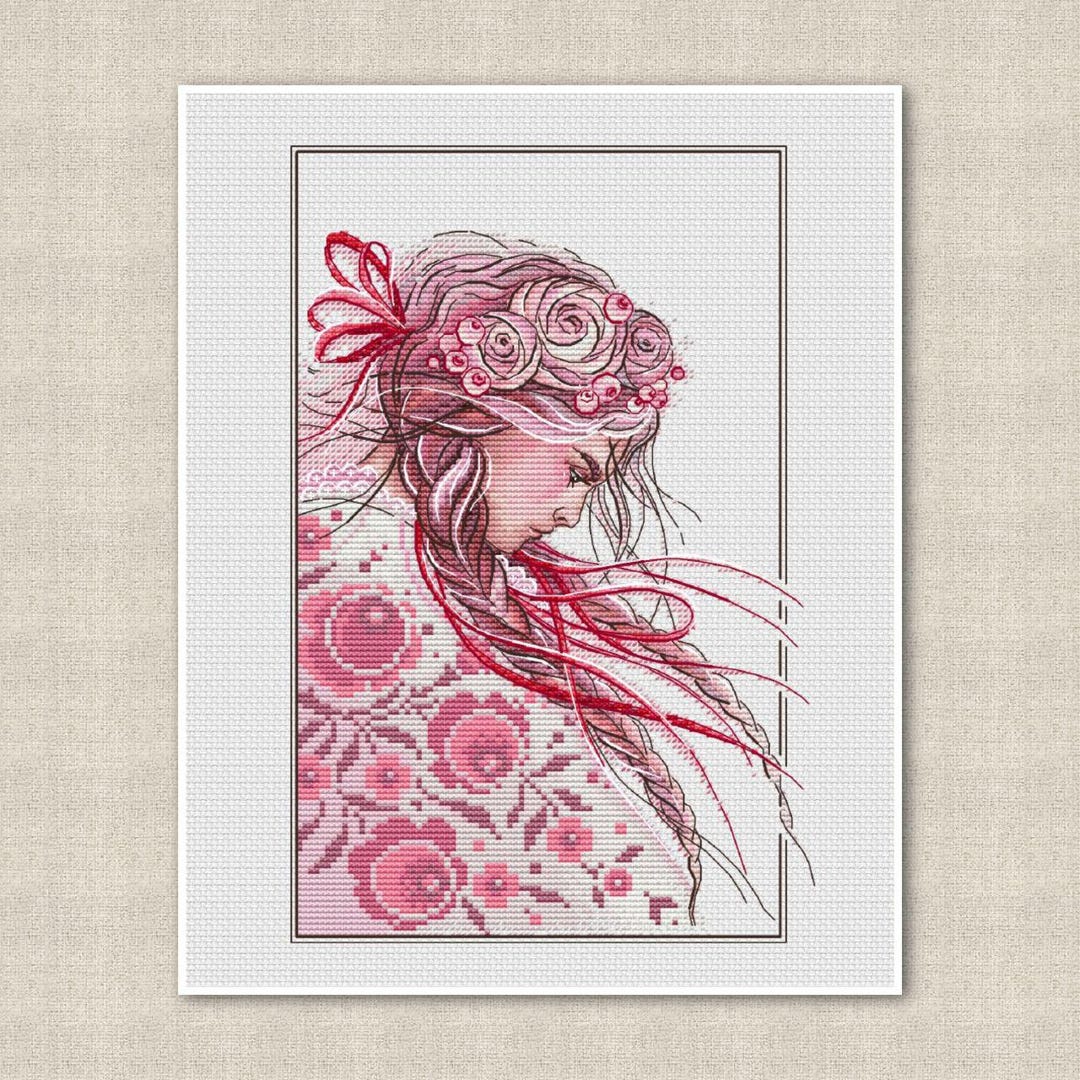 Ukrainian Woman Cross Stitch Pattern, Exquisite Portrait With Red ...