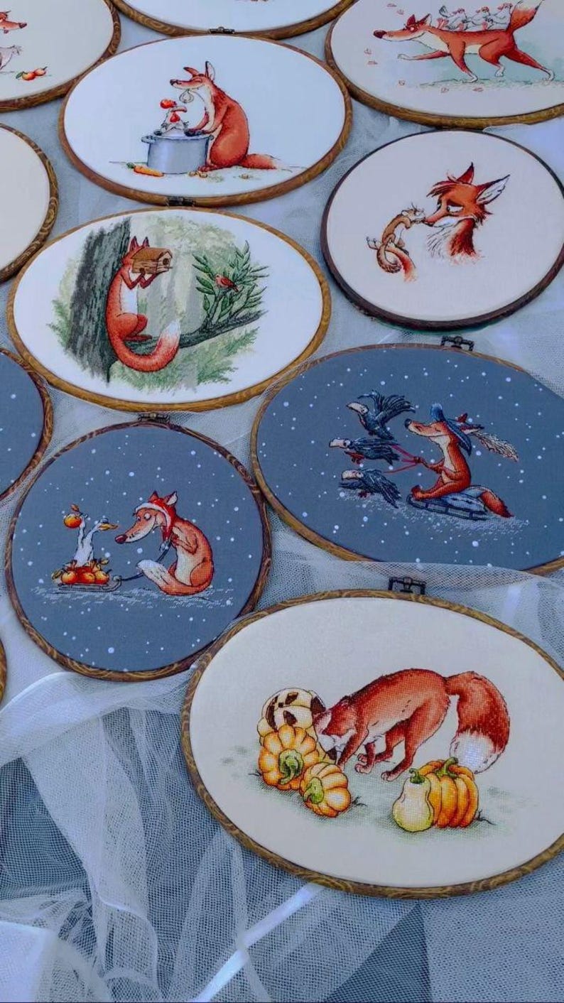 Cute Fox in Hat With Crows Cross Stitch Pattern, Fun Christmas Nursery ...