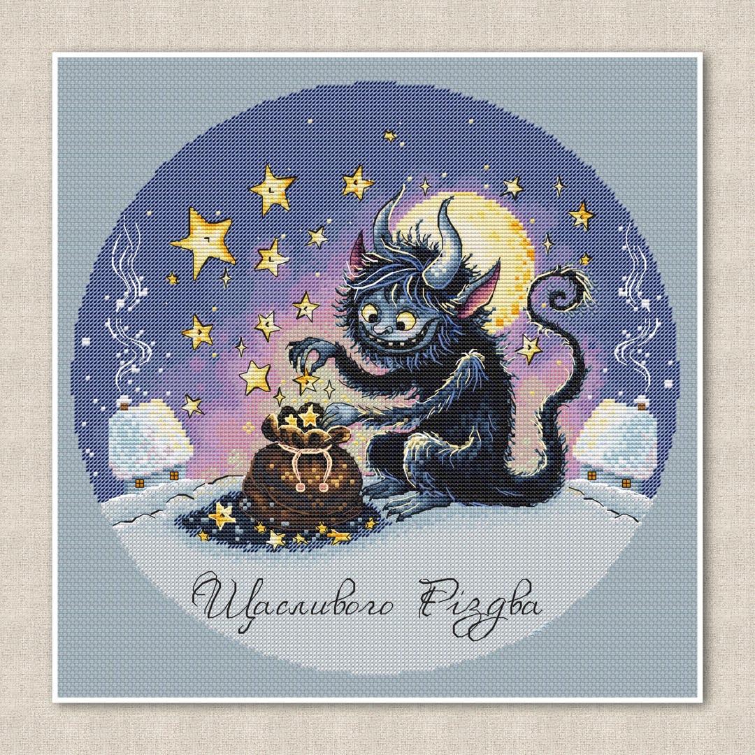 Little Black Devil Cross-stitch Pattern: Stars in a Bag, Ukrainian ...