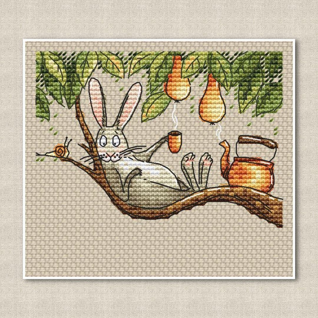 Hare With Kettle Cross Stitch Pattern: Rustic Nursery Decor (PDF ...
