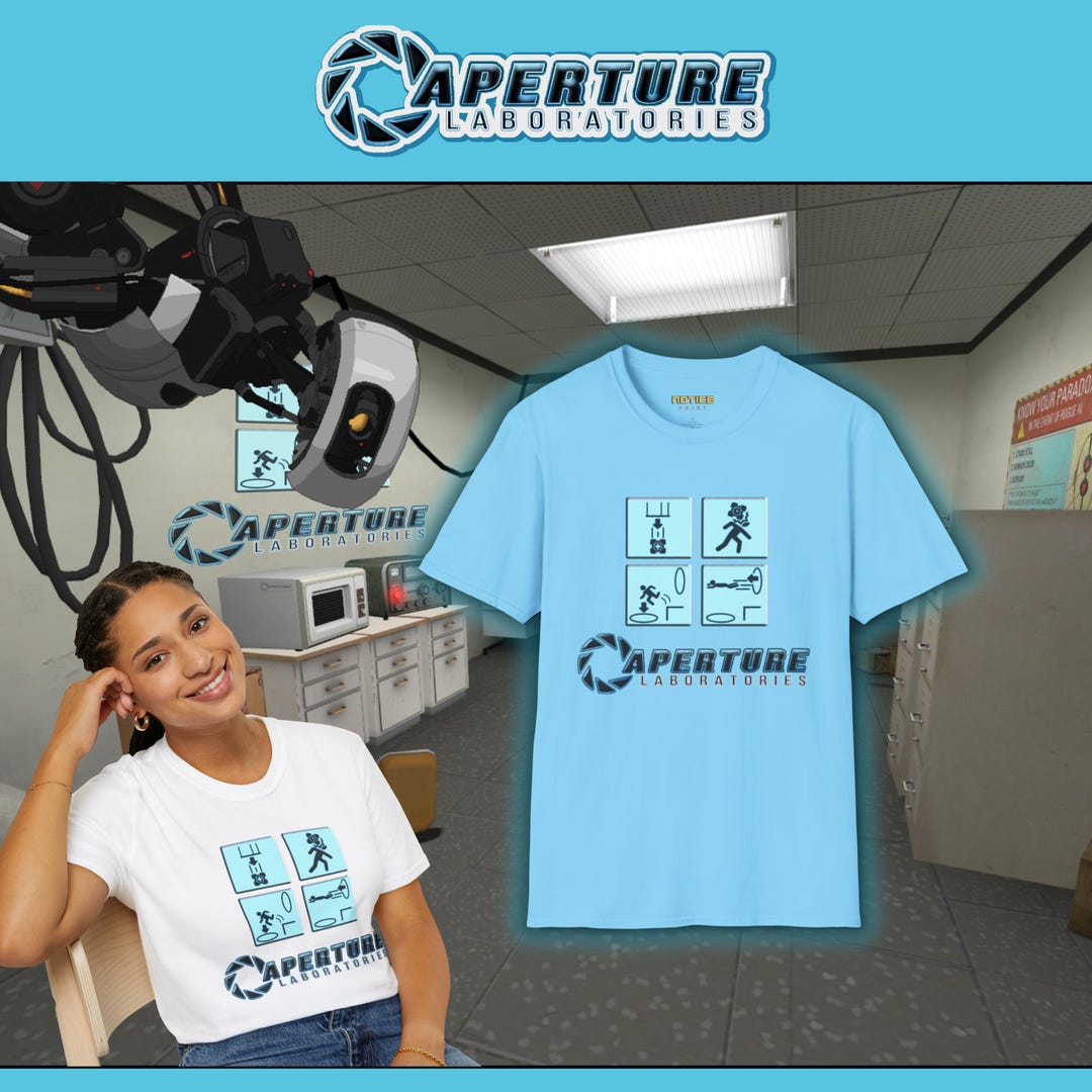 Aperture Laboratories Portal 2 Video Game Inspired Unisex HD Cotton™ T ...