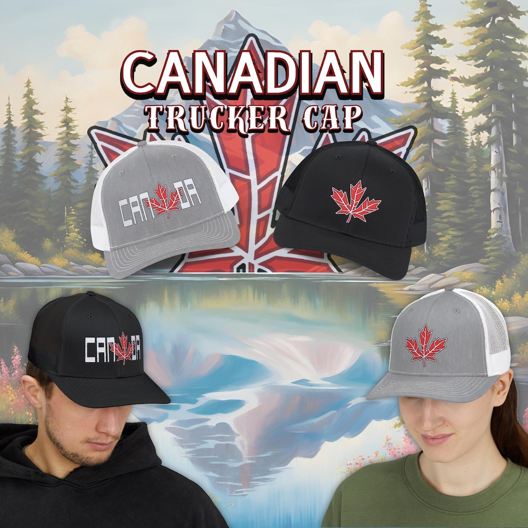 Maple Leaf Snapback Cap, Canada Embroidered Hat, Trucker Cap, Baseball ...