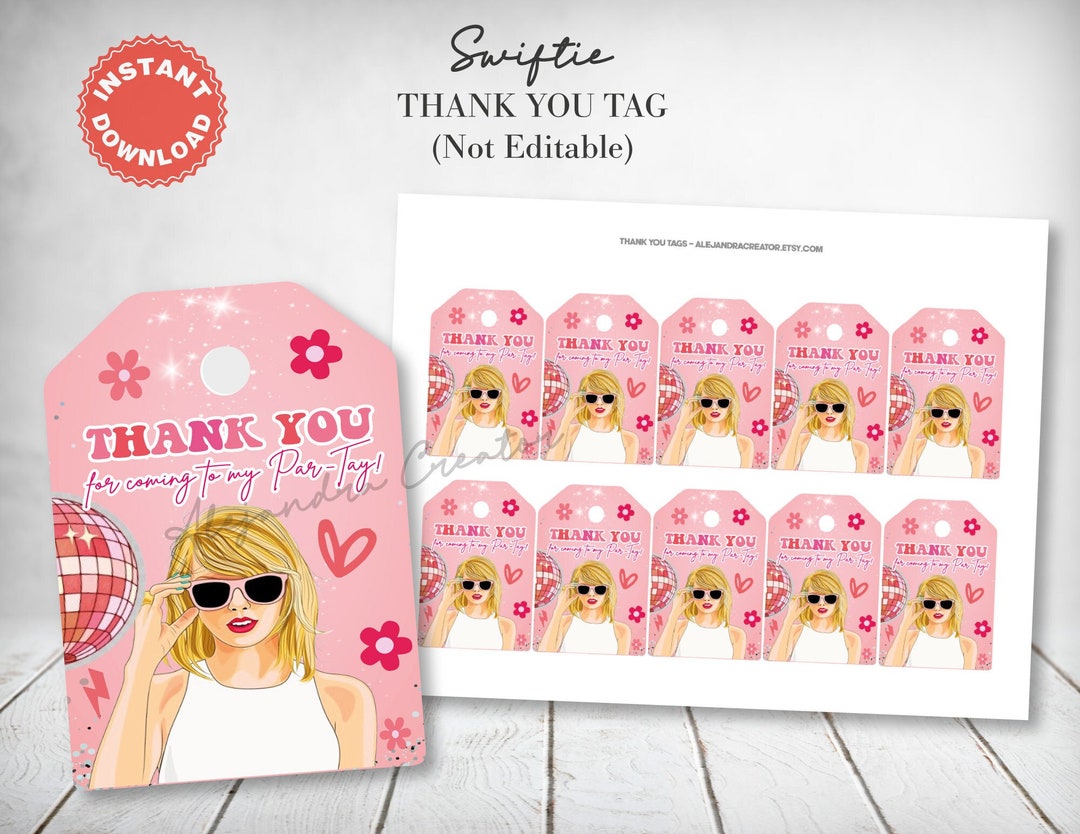 Swiftie Birthday Thank You TAG, Swiftie Party Party Favors Guest Favors ...