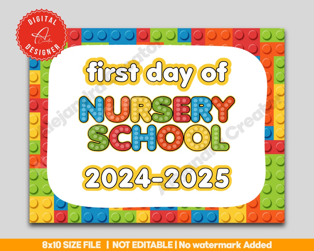 First Day of NURSERY School Sign, First Day of School Sign, NURSERY ...