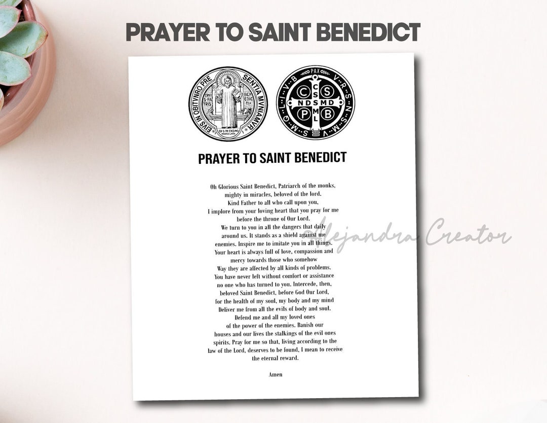 Prayer to Saint Benedict, Poster Saint Benedict, Home Decor, Wall Art ...