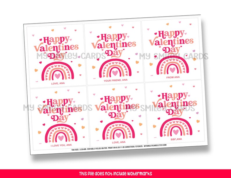 Printable Valentine Cards, Kids Valentine Day Cards, Instant Download, EDITABLE - Etsy