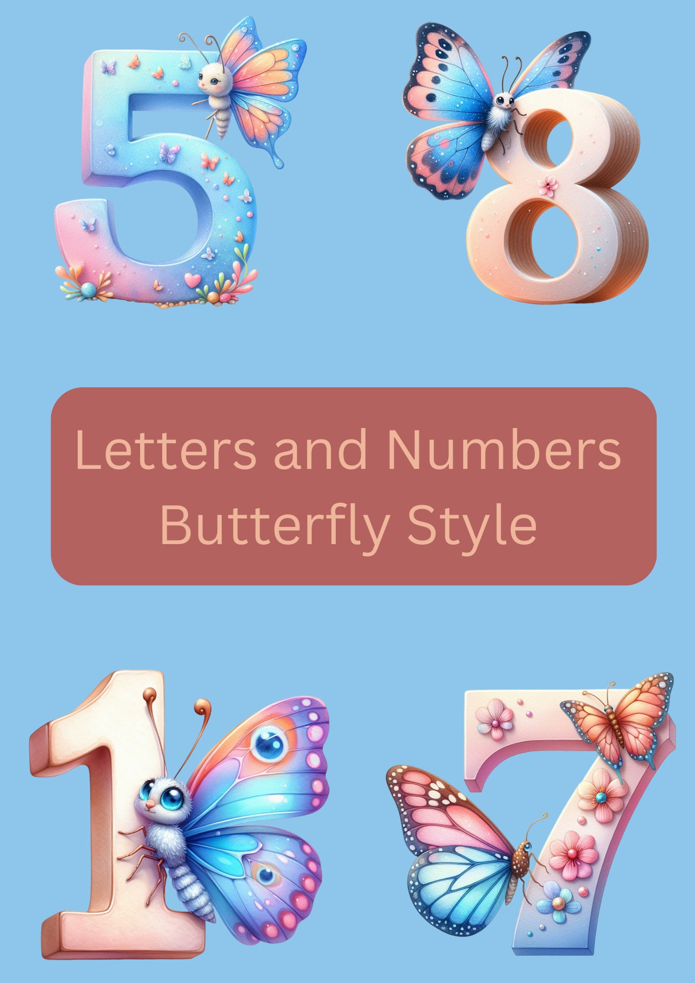 Vouzdesign Watercolor Butterfly Alphabet Clipart Png Graphic - Etsy