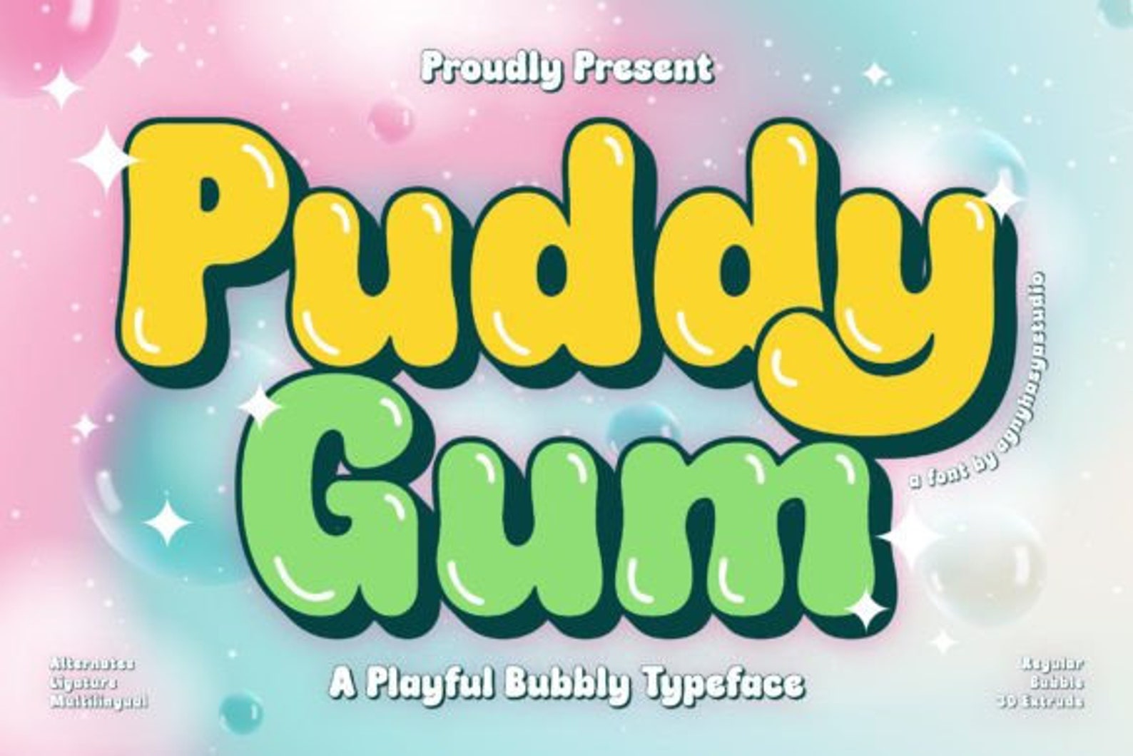 Puddy Gum Font Font Bundle Cute Fonts, Handwriting Fonts, Cricut Font ...