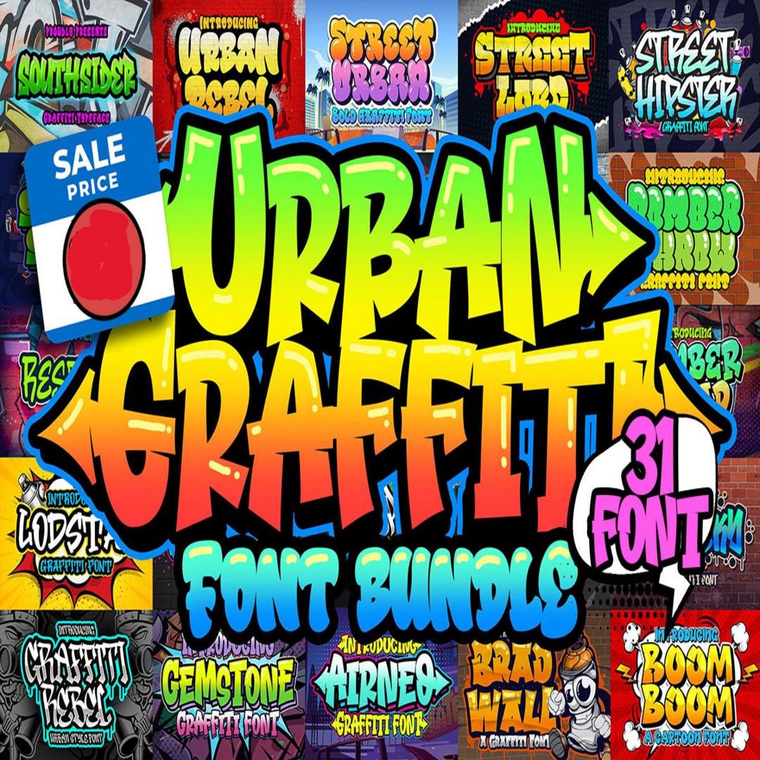 Vouzdesign Urban Graffiti Font Bundle Creative Typography Groovy Font ...