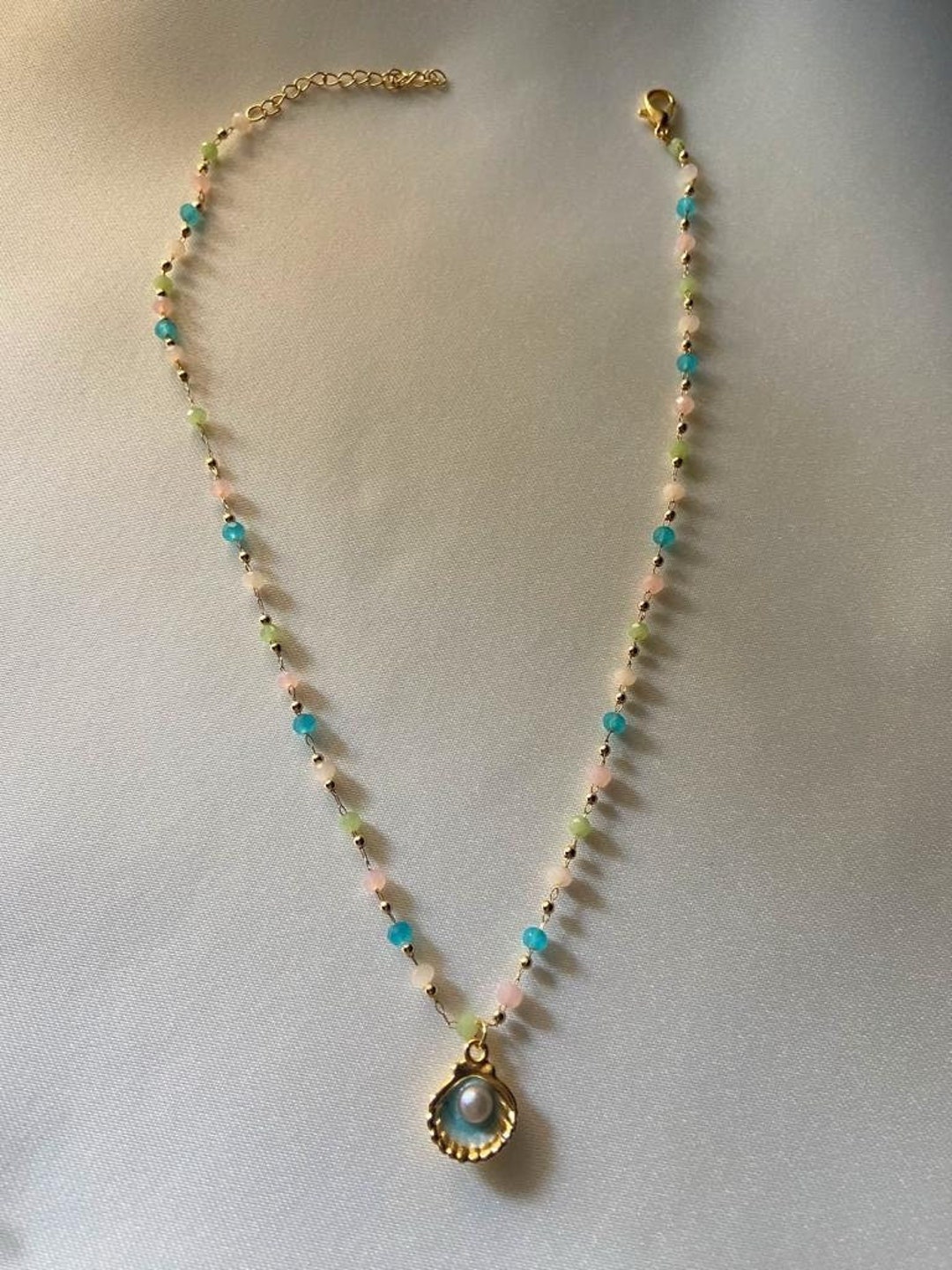 Sea Shell Stone Necklace, Stone Necklace, Double Sided Necklace - Etsy